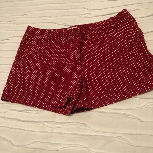LOFT | Shorts | Cute Red Shorts With Petite White Polka Dots | Poshmark